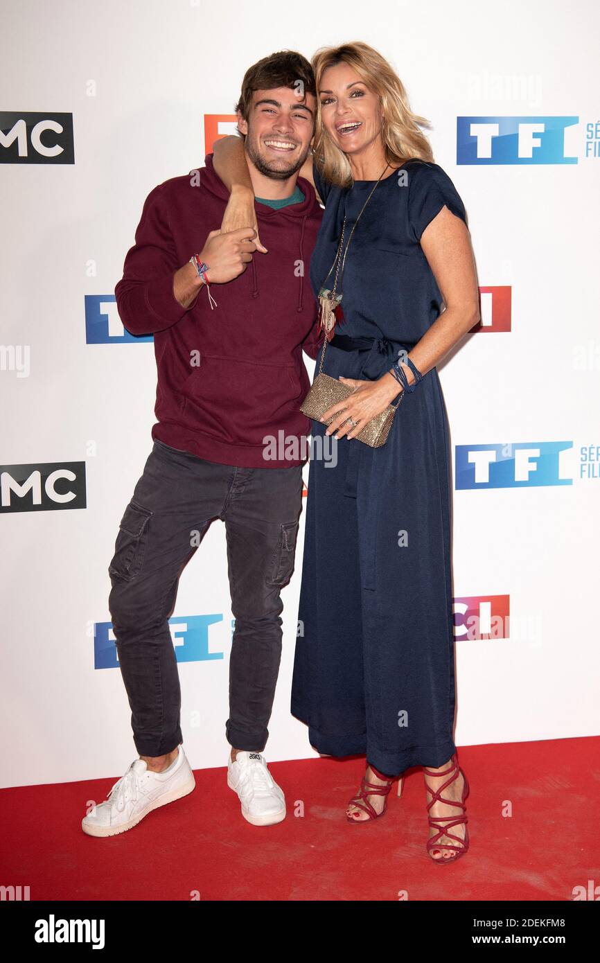 Clement Remiens and Ingrid Chauvin attend the Groupe TF1 photocall at ...