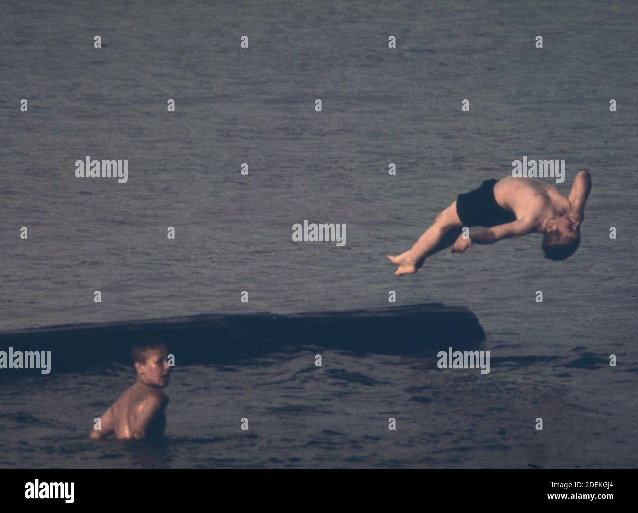 1970s diving into lake hi-res stock photography and images - Alamy