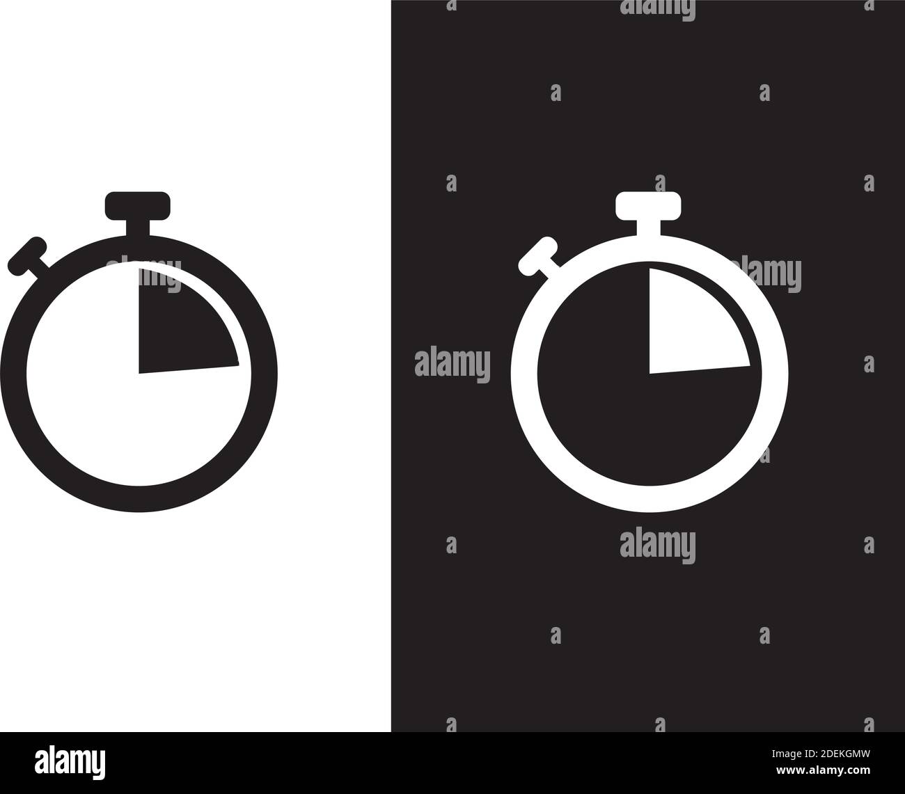Time stopwatch icon in white and black. Isolated vector illustration ...