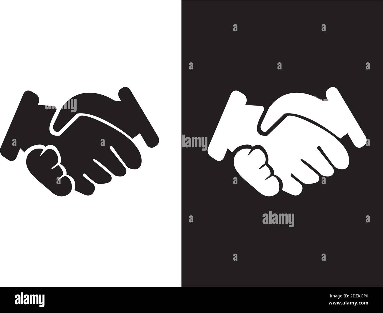 Icon of business handshake in both black and white. Isolated flat ...