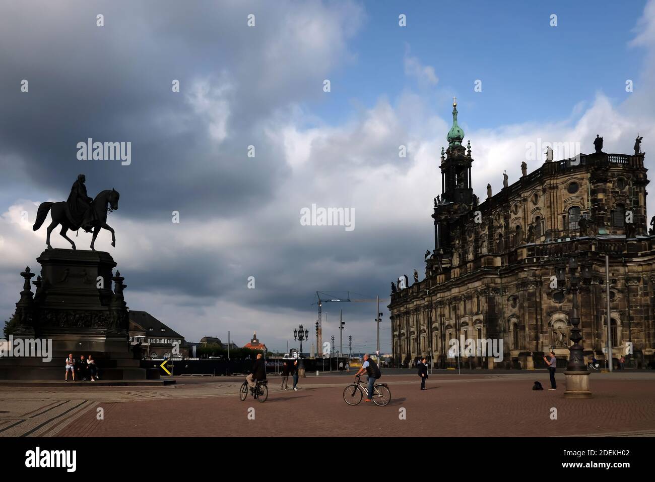 Colorful spring scene in center of the Dresden - Old Town, place of ...
