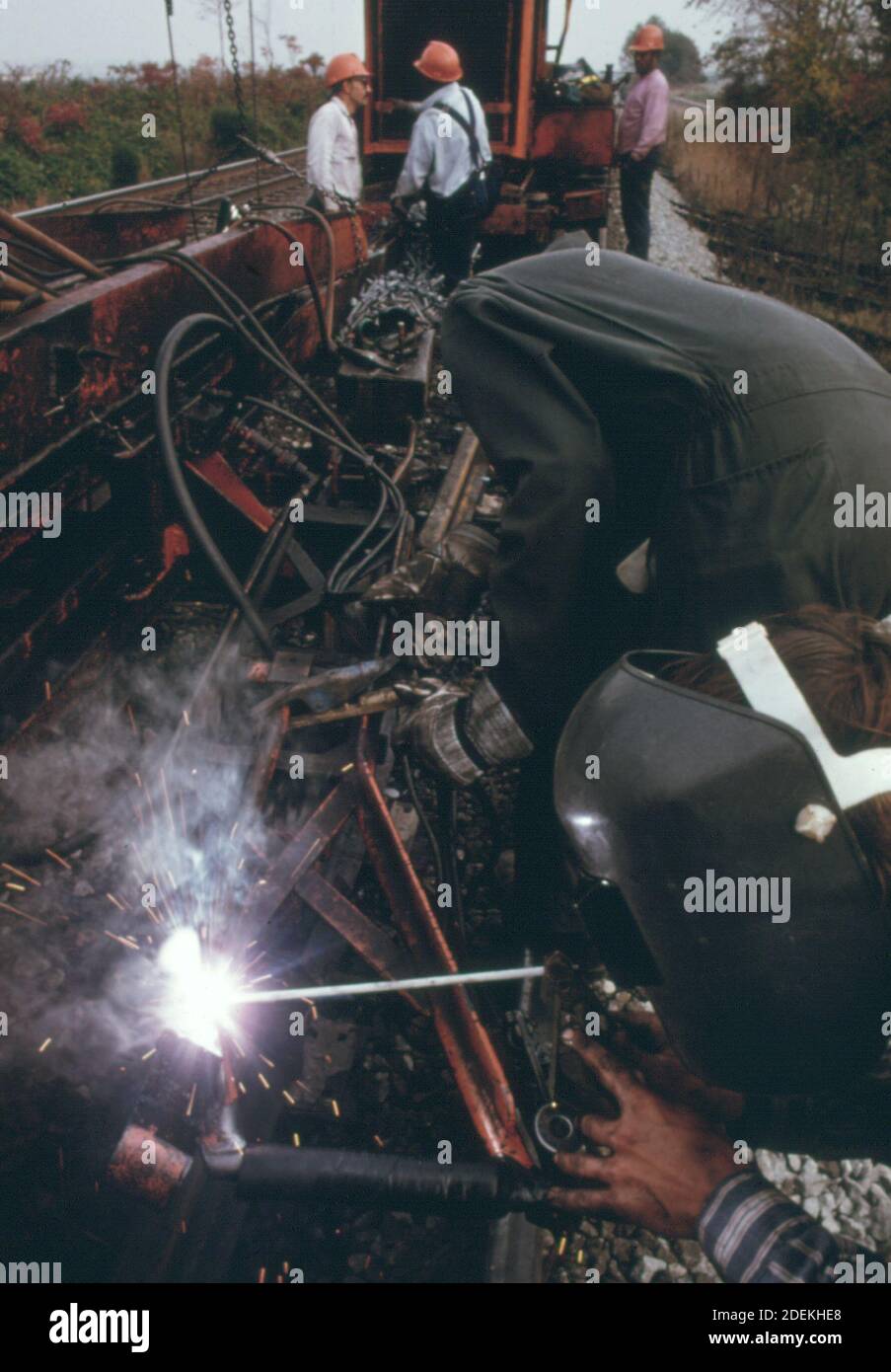 Southern Railway track repair crew repair equipment used in laying ...