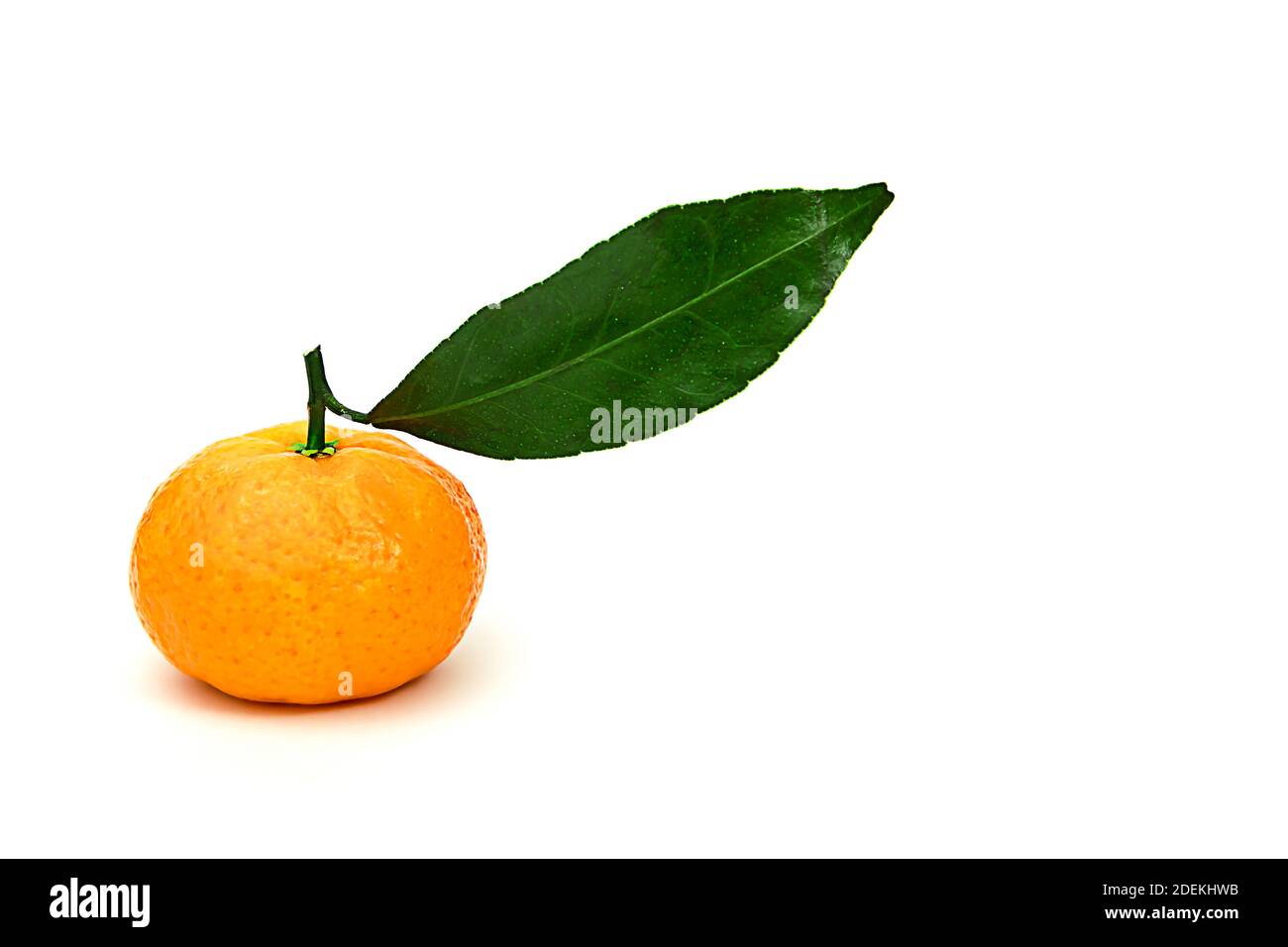 mandarin with leaf on white background Stock Photo - Alamy