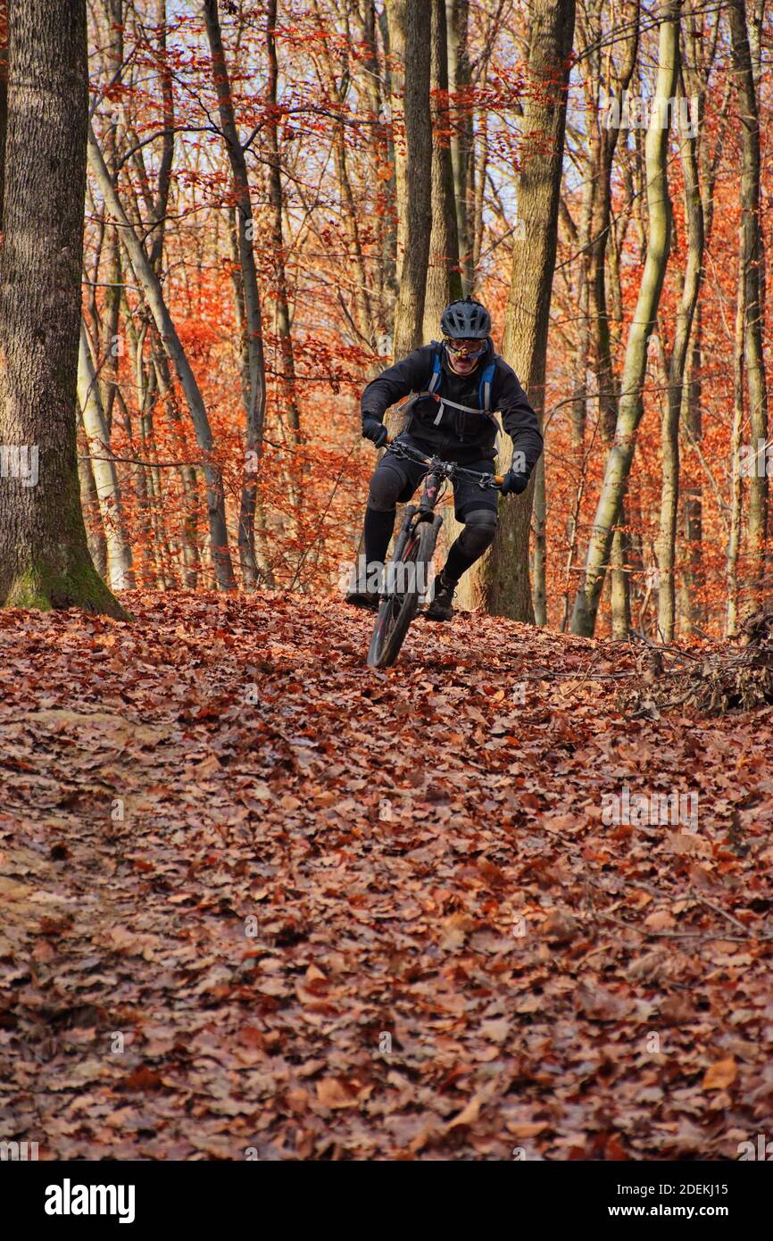 Man on mountain bike rides hi-res stock photography and images - Alamy
