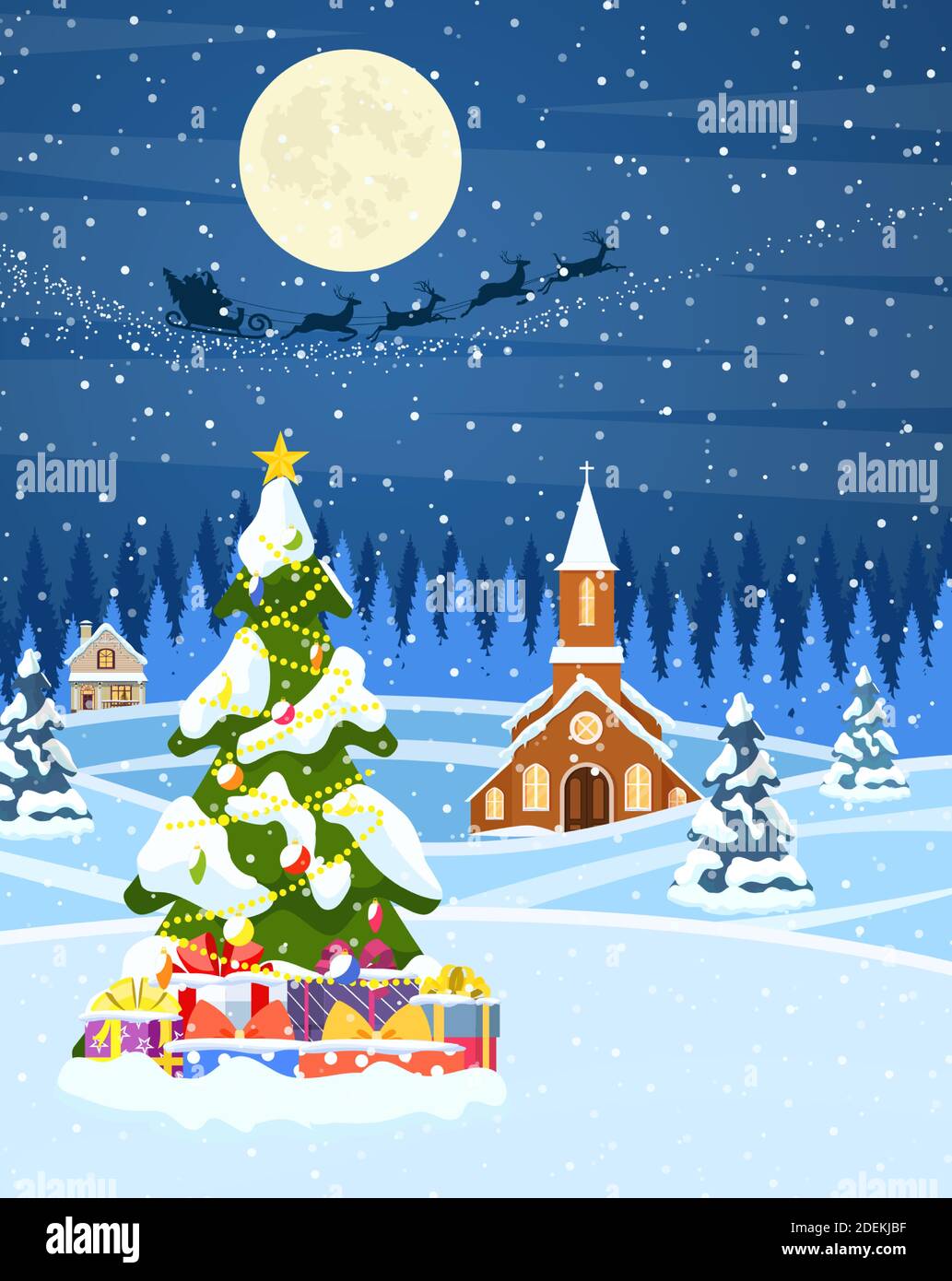 Christmas landscape background with snow and tree Stock Vector Image ...