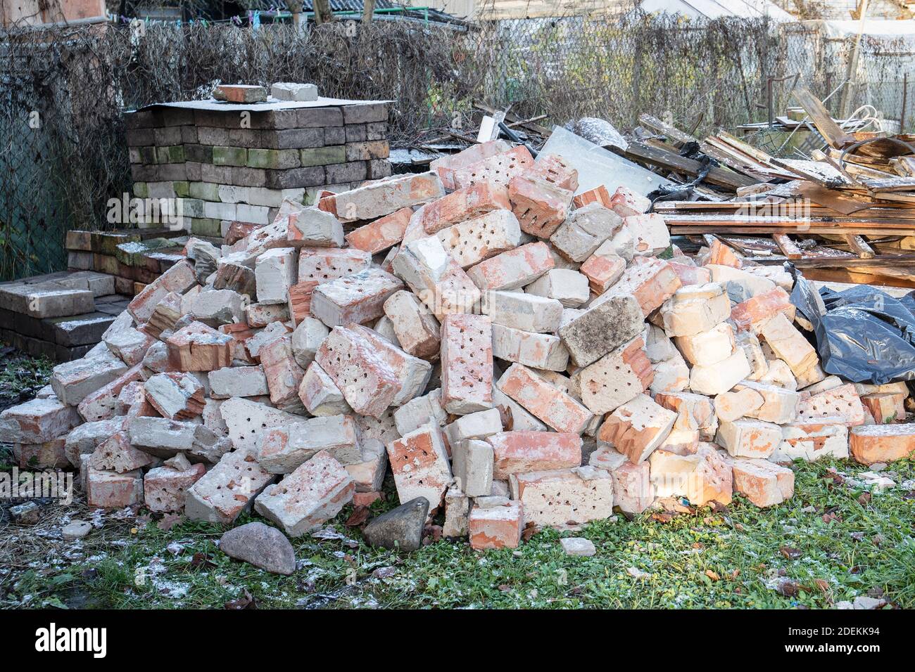 Construction debris, reconstruction works. Waste collection and ...