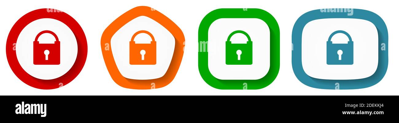 Set of flat design vector padlock icons, private symbol illustration in ...