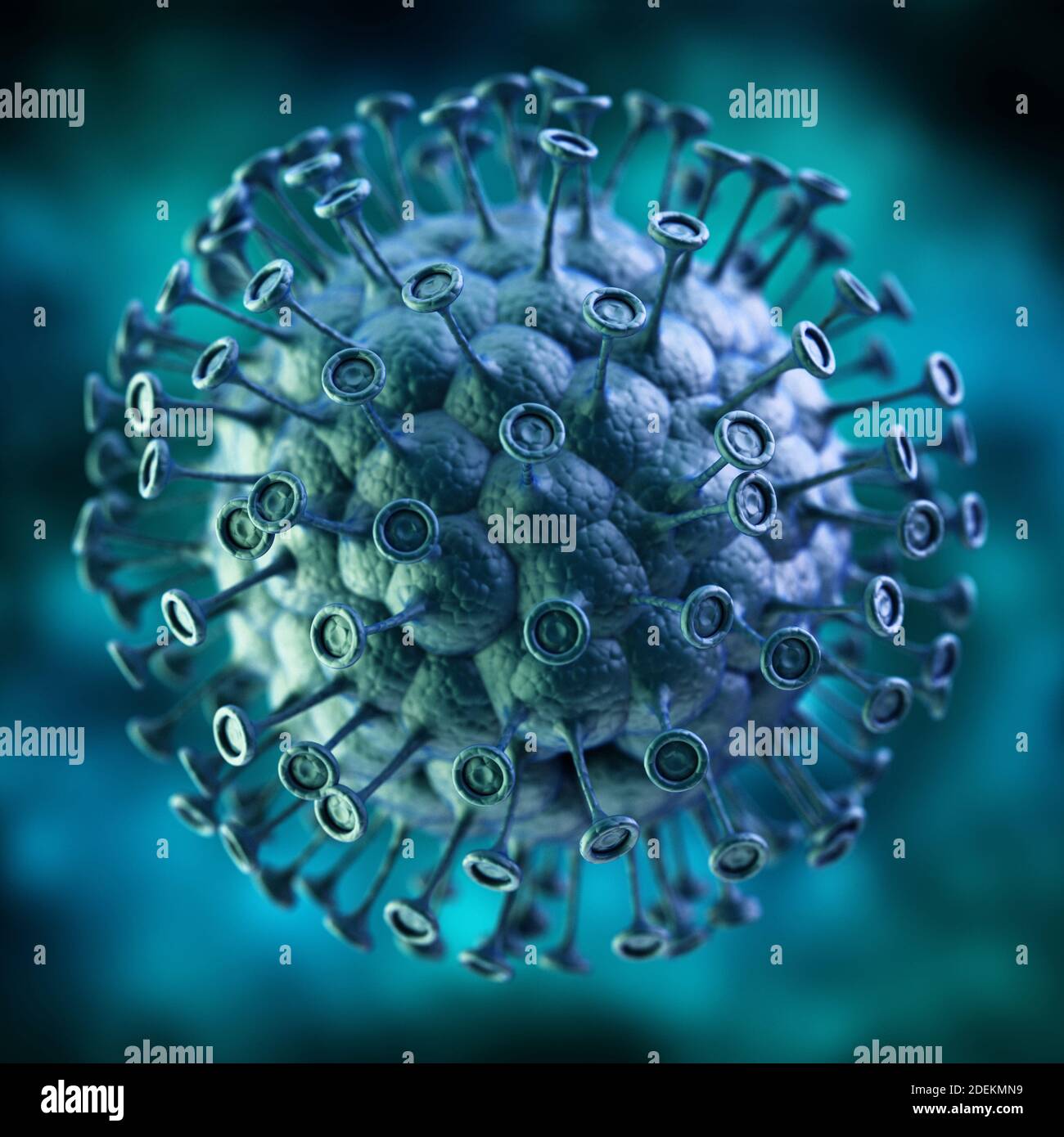 Generic green virus against green background. 3D illustration Stock ...