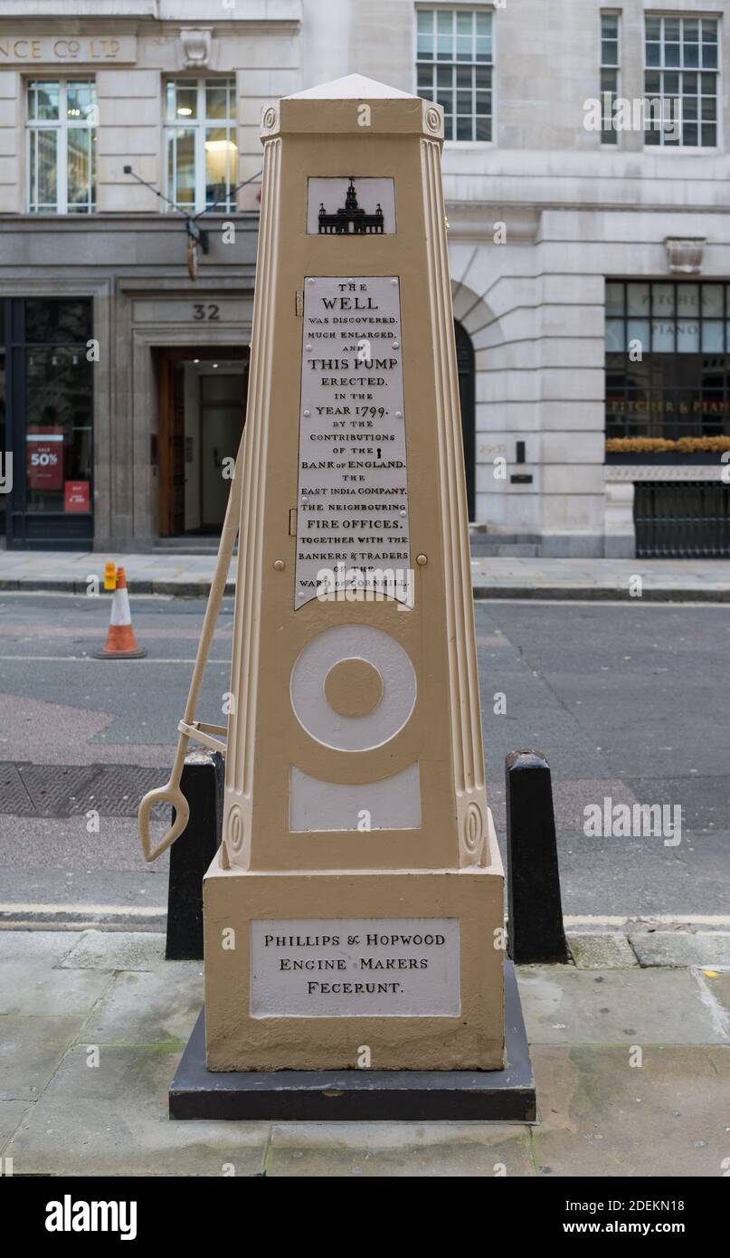 The Cornhill Water Pump outside the Royal Exchange at Cornhill in the ...