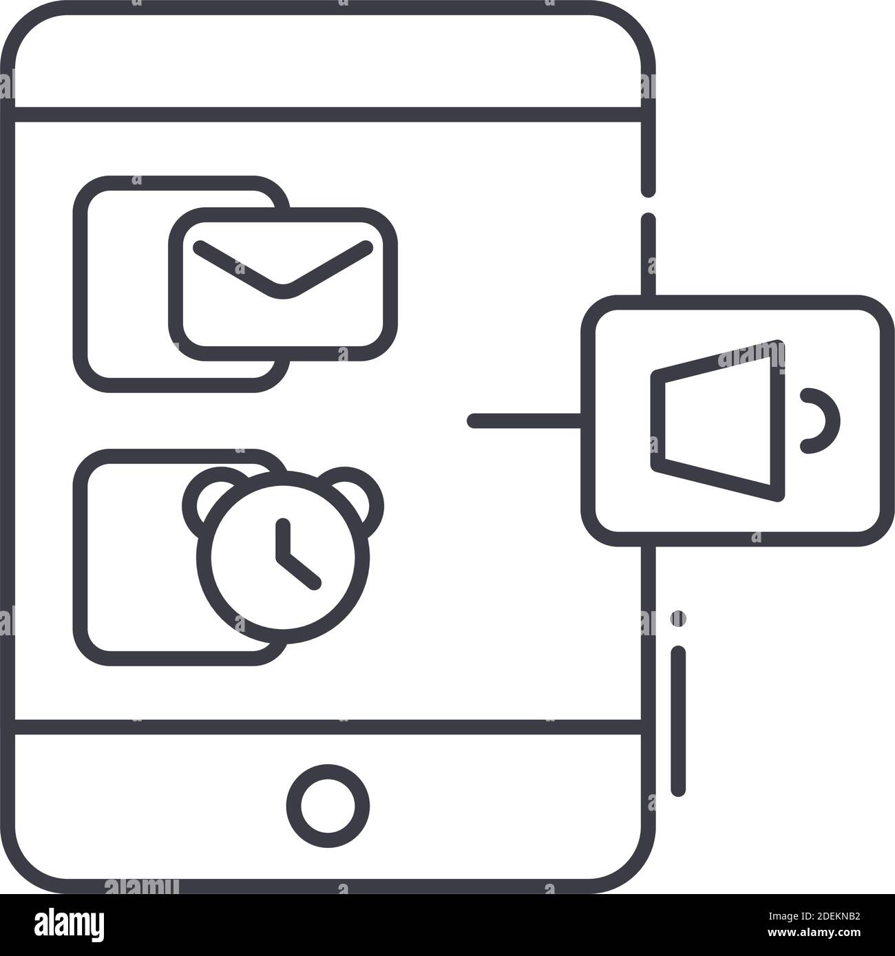Mobile notification icon, linear isolated illustration, thin line ...