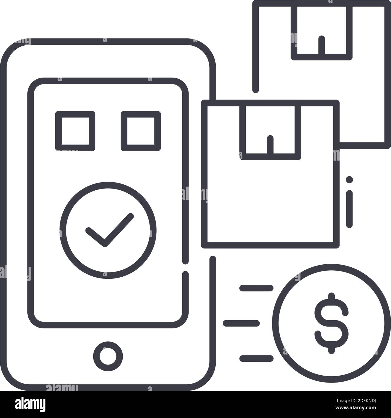Mobile payments icon, linear isolated illustration, thin line vector ...