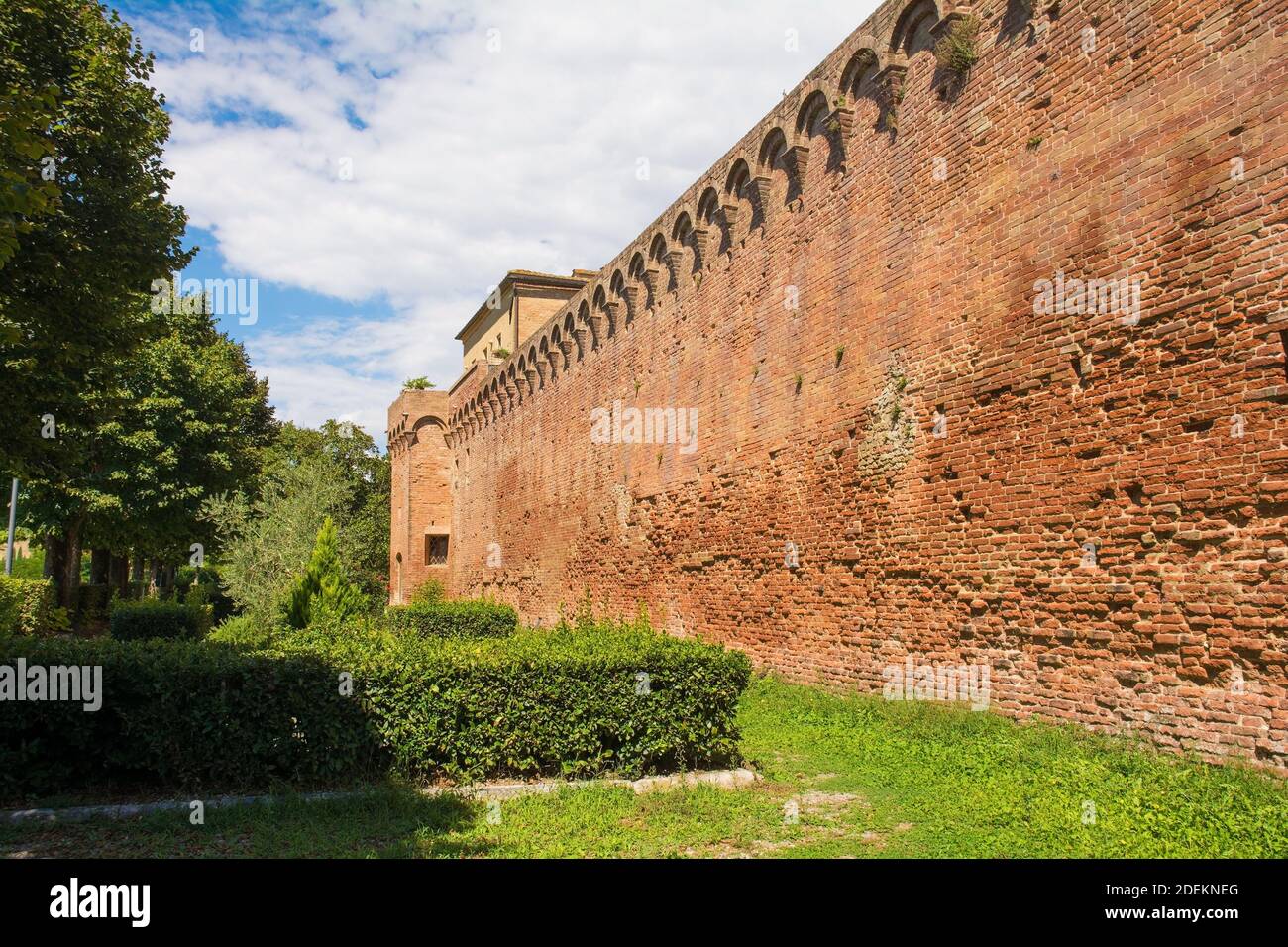 The town walls of the historic medieval village of Buonconvento, Siena ...