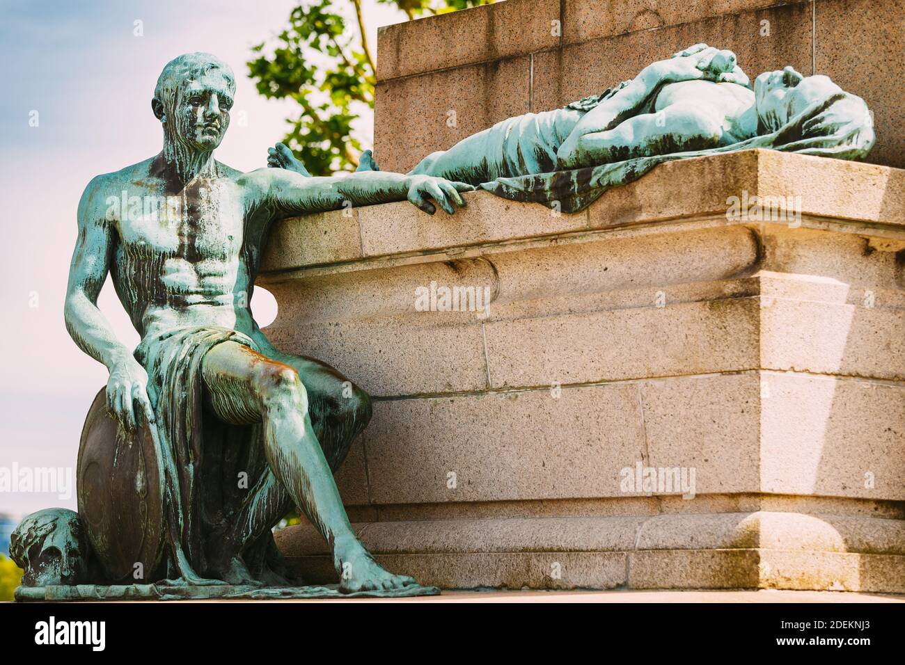 Luxembourg. Monument of Remembrance Gelle Fra or Golden Lady is a war ...