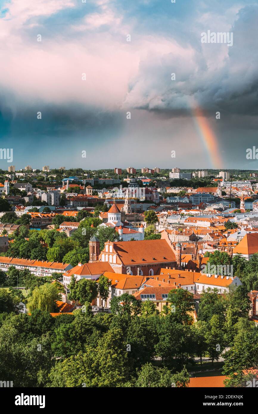 Vilnius, Lithuania. Summer Sunset Sunrise Over Cityscape Of Vilnius ...