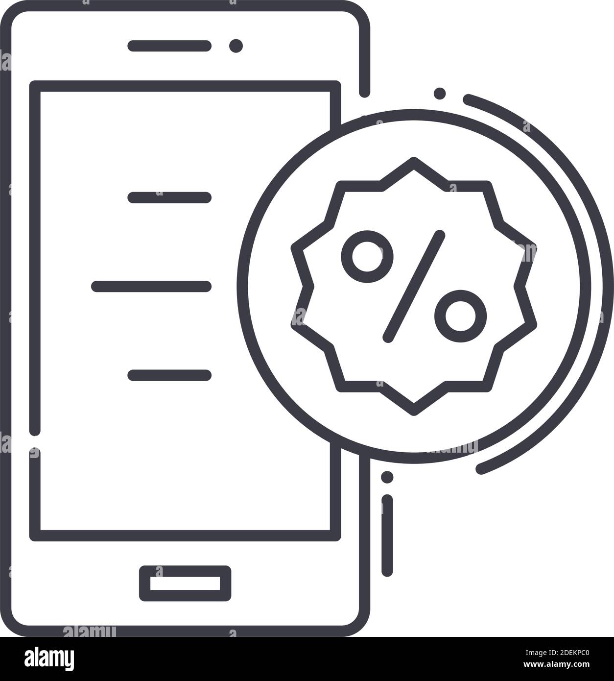 Mobile marketing sales icon, linear isolated illustration, thin line ...