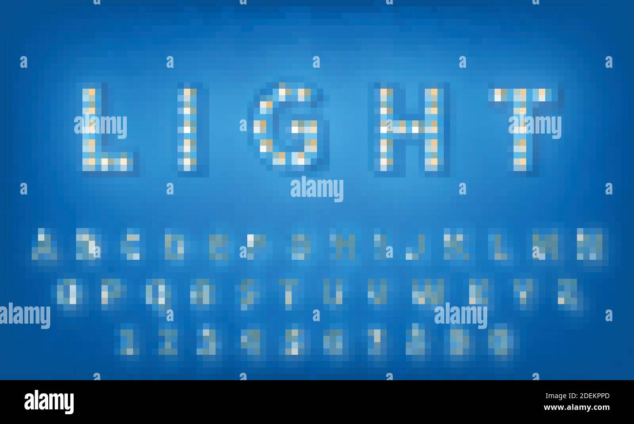 Light bulb font. Retro style 3d typography typeface alphabet Stock ...