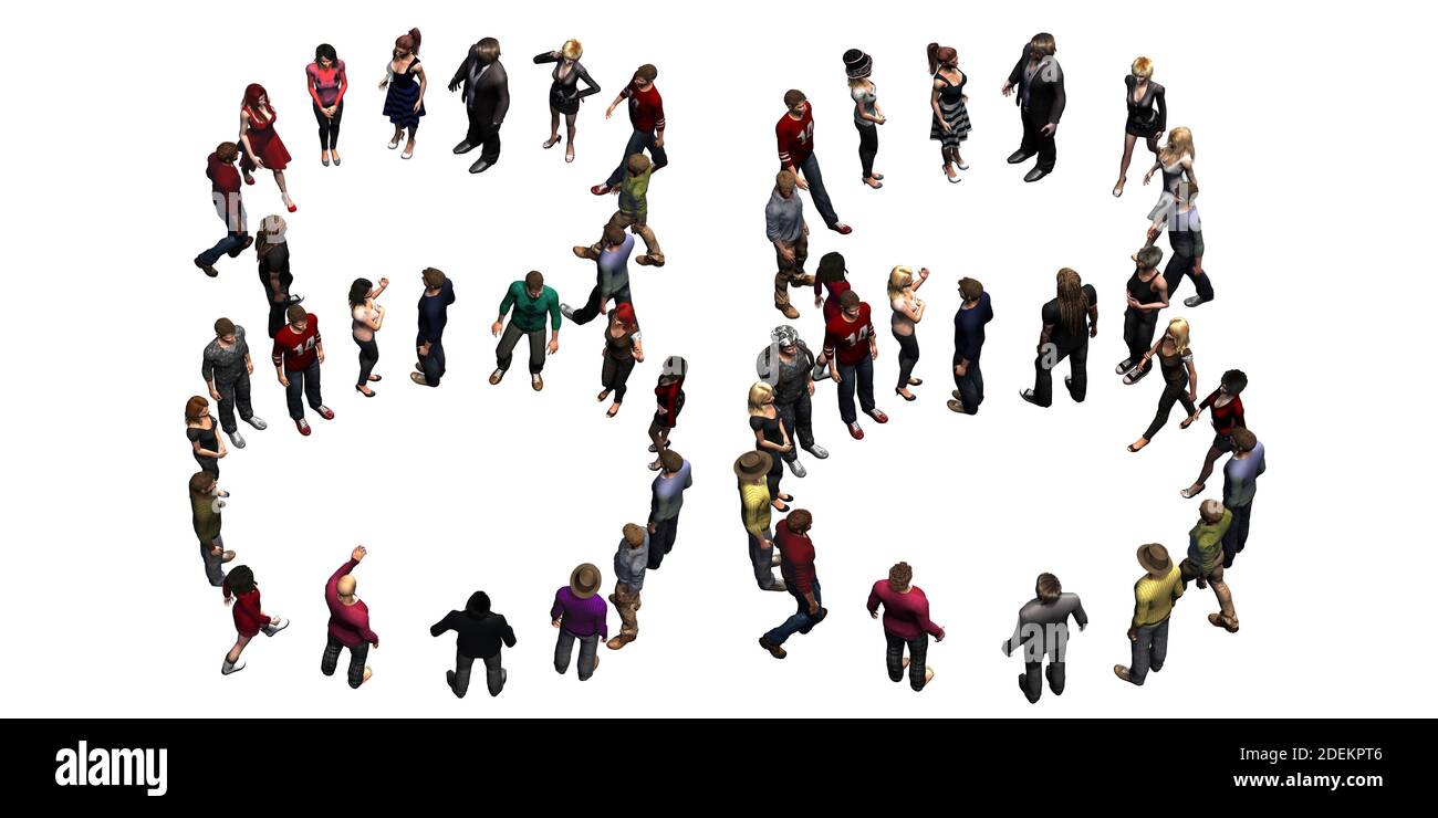people - arranged in number 80 - isolated on white background - 3D ...