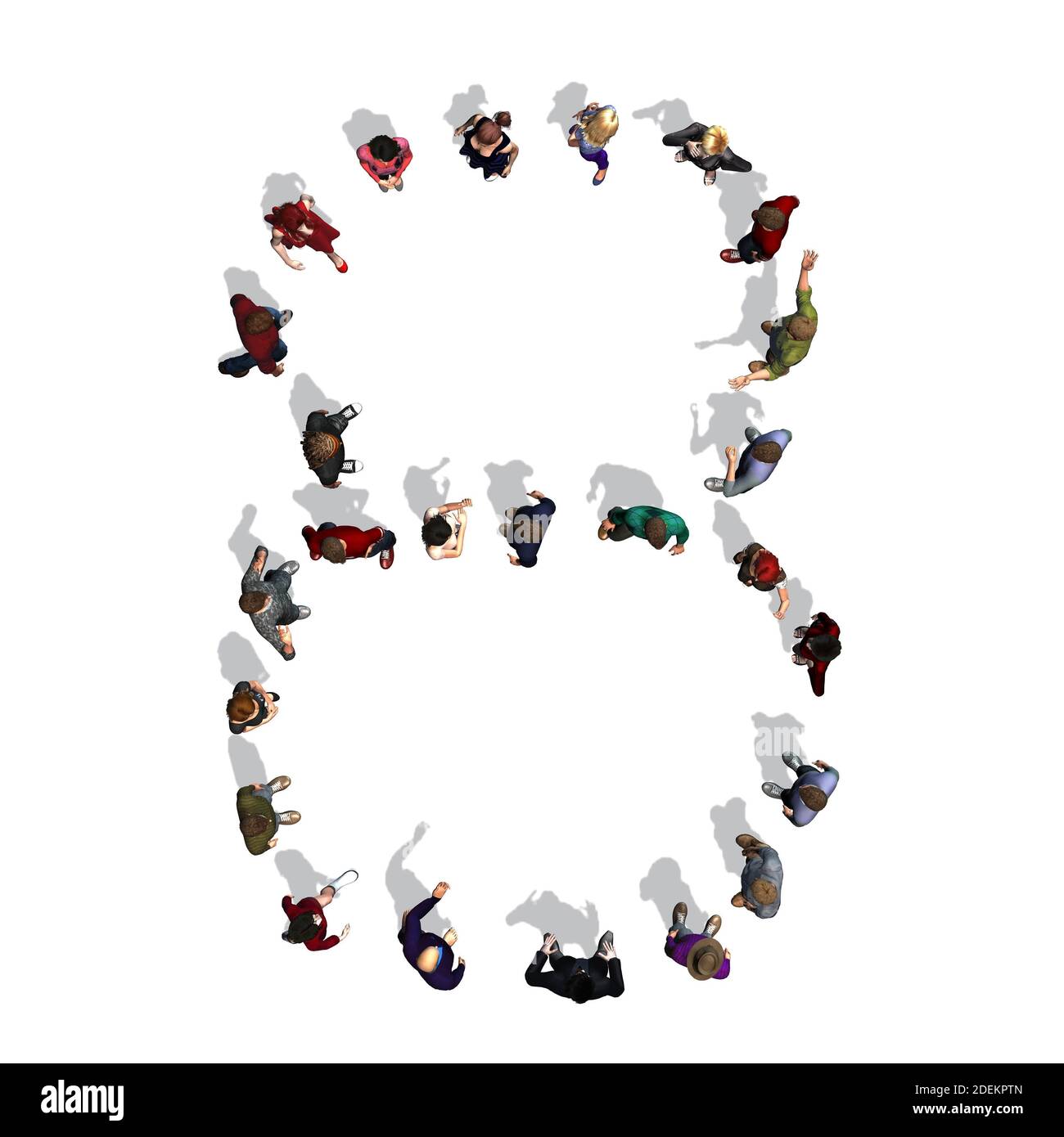 people - arranged in number 8 - top view with shadow - isolated on ...