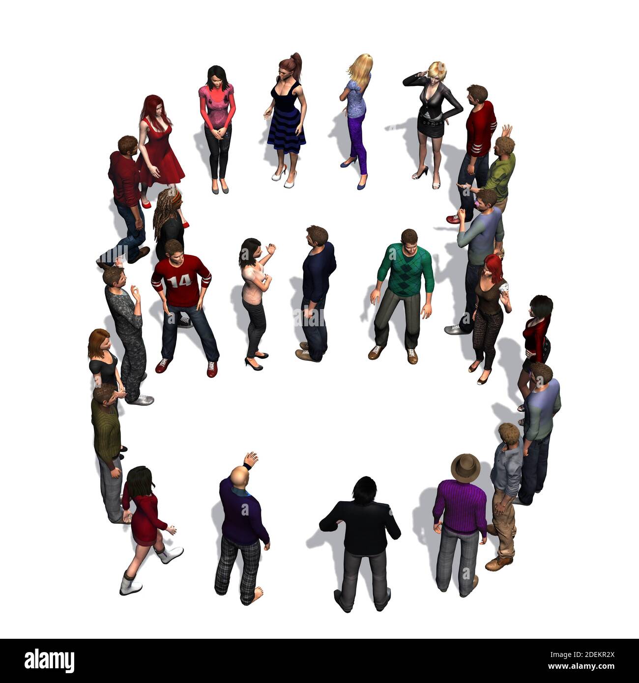 people - arranged in number 8 with shadow - isolated on white ...