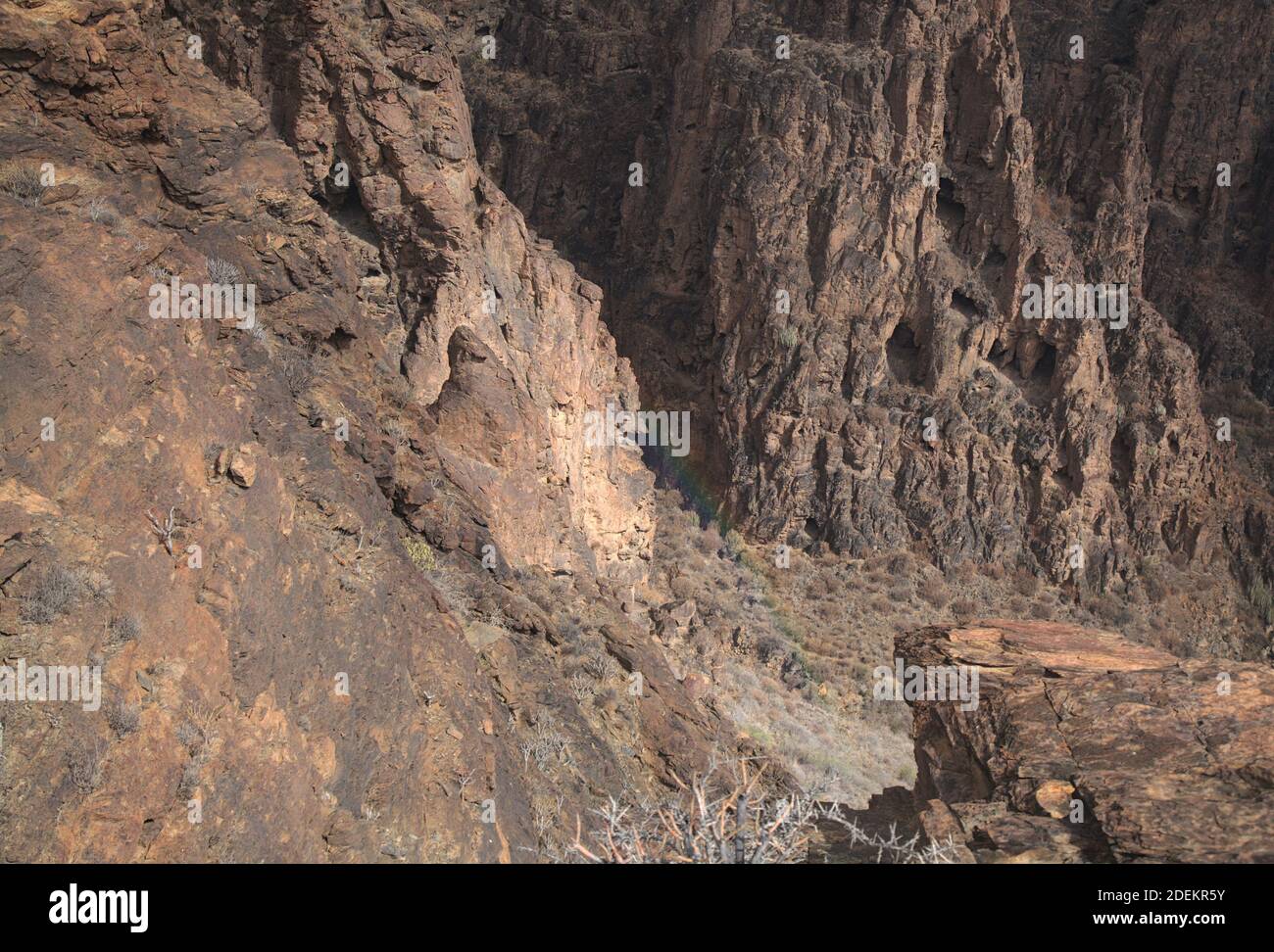 Gran Canaria, landscapes along the hiking route around the ravive ...