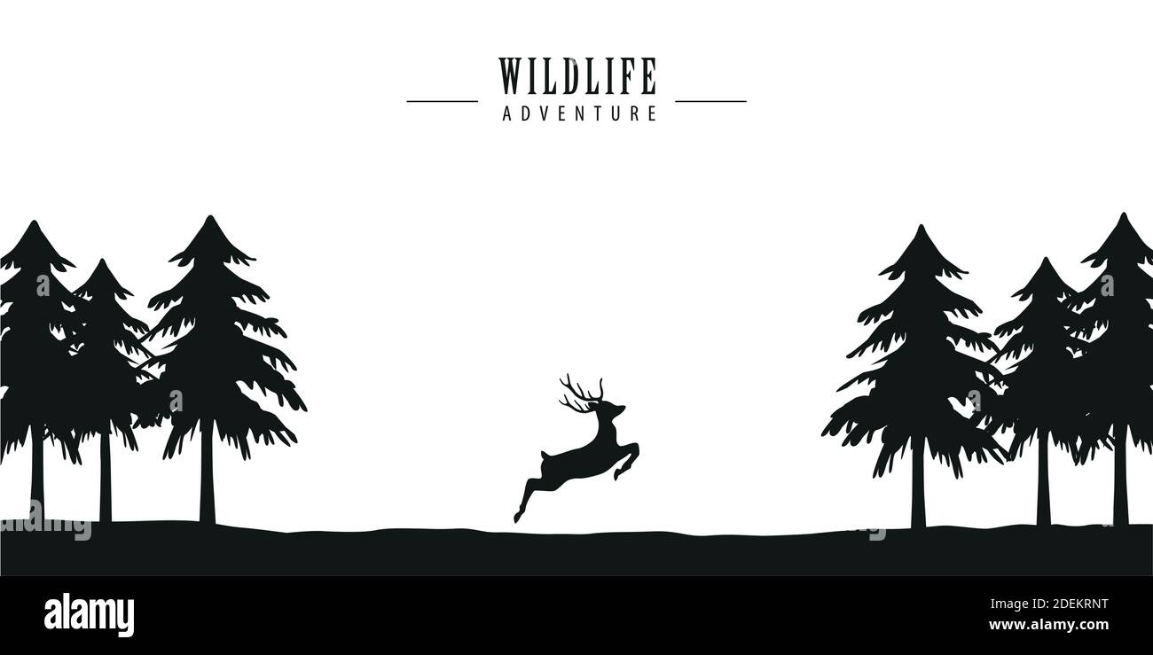 wildlife adventure deer in forest vector illustration EPS10 Stock ...