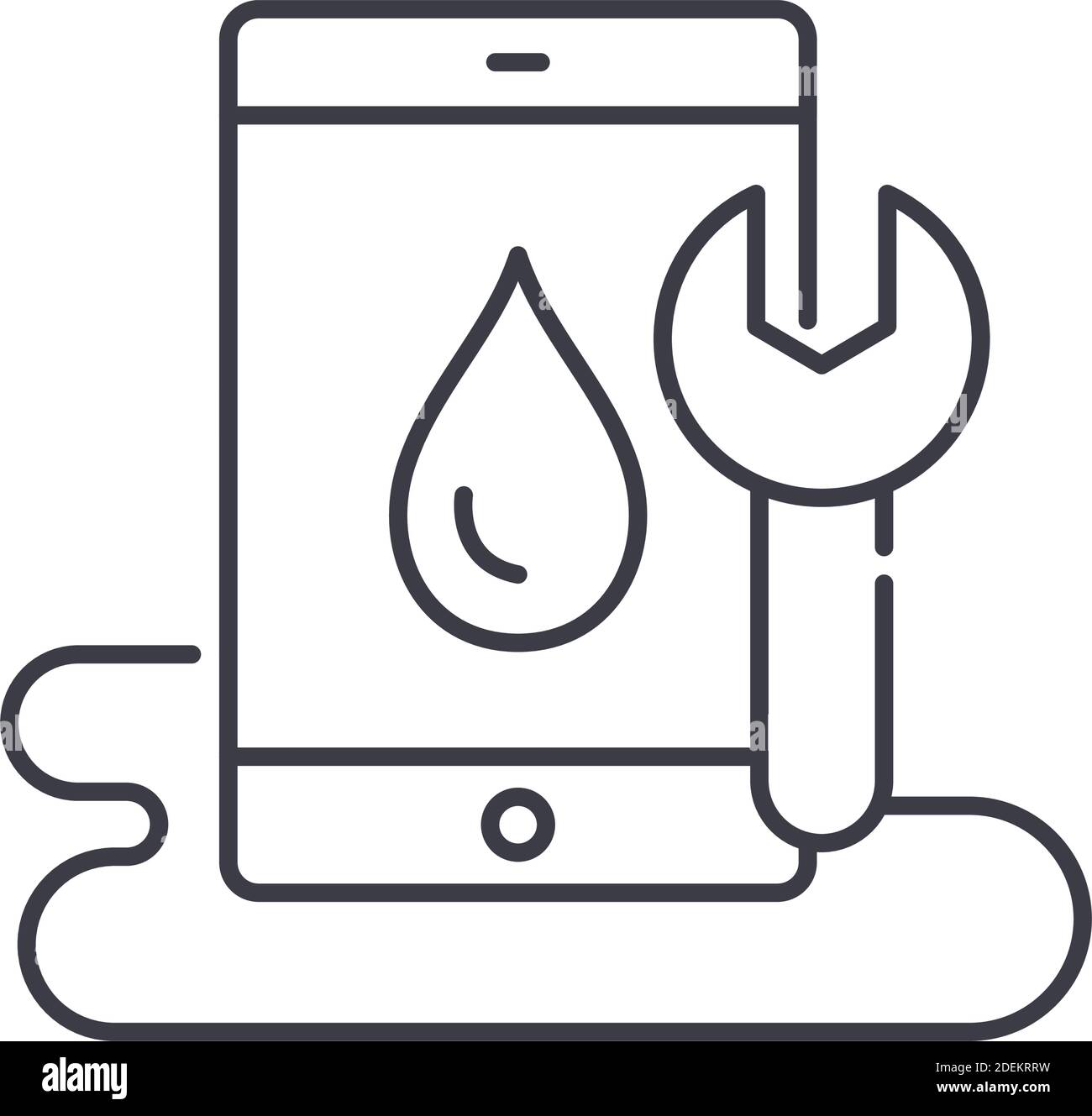 Mobile damage repair icon, linear isolated illustration, thin line ...