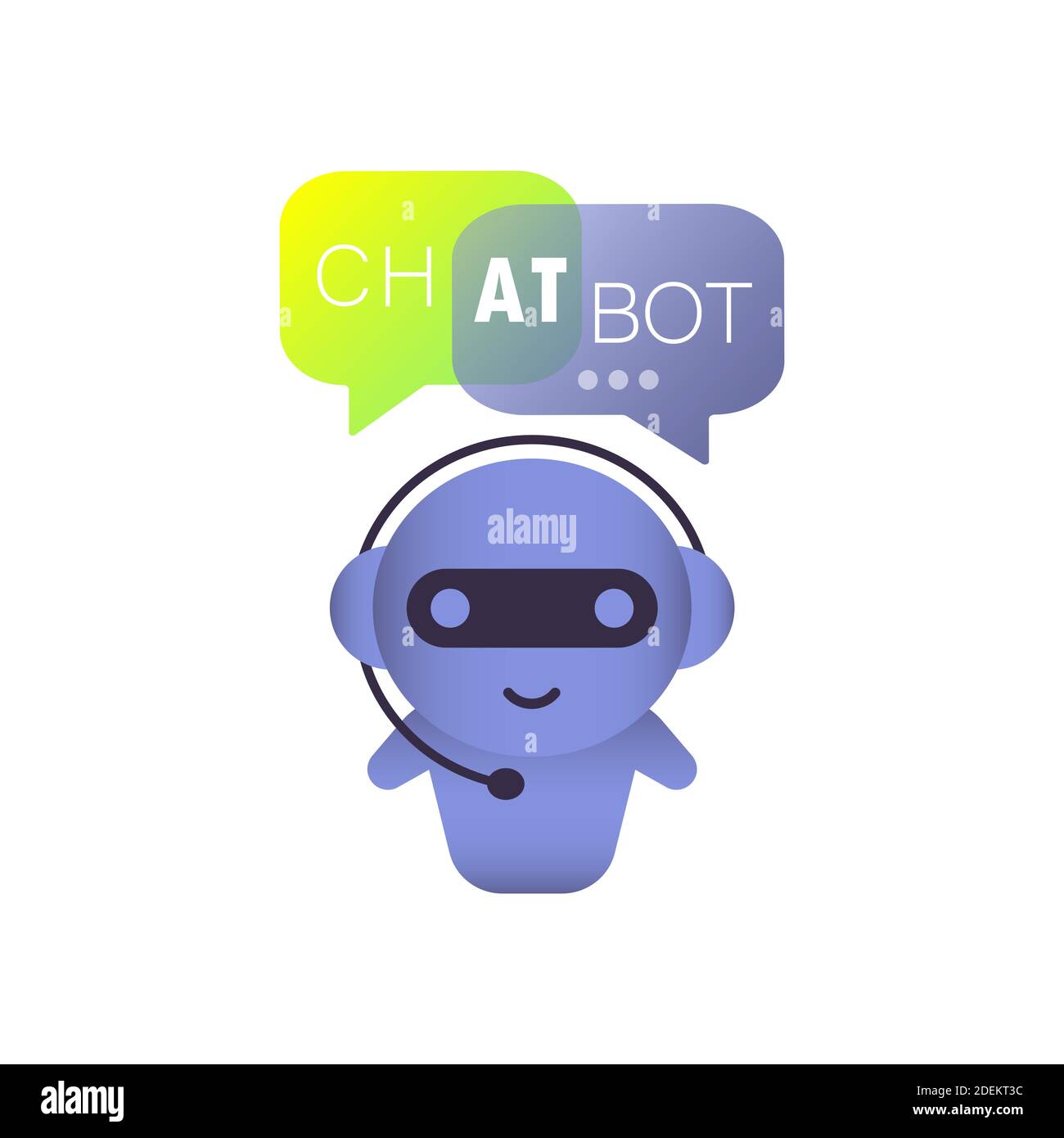 Chatbot Illustration Online Assistant Bot Landing Page Template Technical Support Design For
