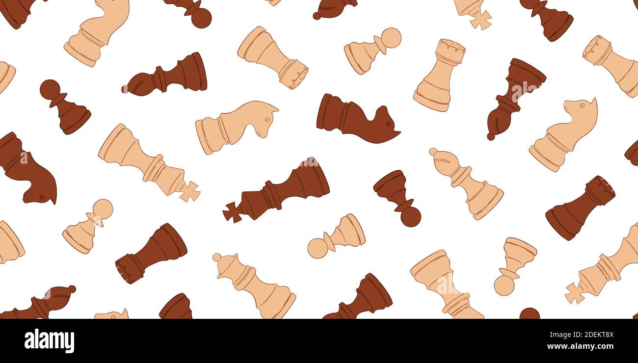 Wooden Chess set pieces seamless pattern. Vector illustration ...