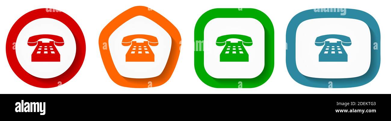Set of flat design vector phone icons, telephone symbol illustration in ...