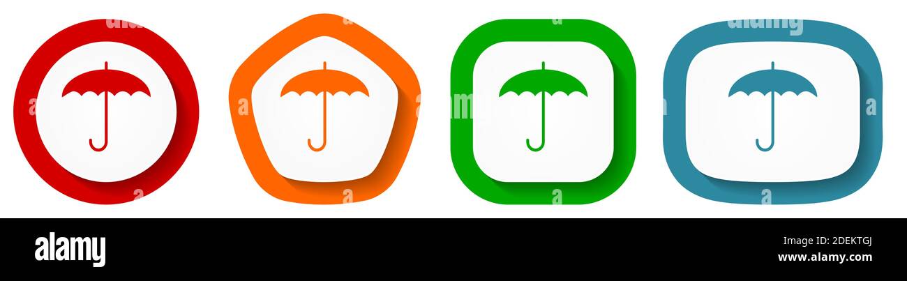 Set of flat design vector umbrella icons, parasol symbol illustration ...