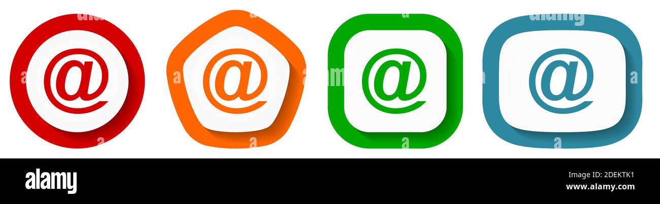 Set of flat design vector mail icons, email symbol illustration in eps ...