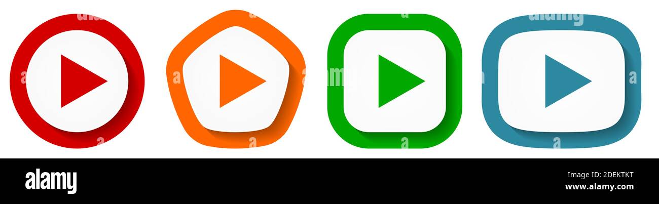 Set of flat design vector play icons, proceed symbol illustration in ...