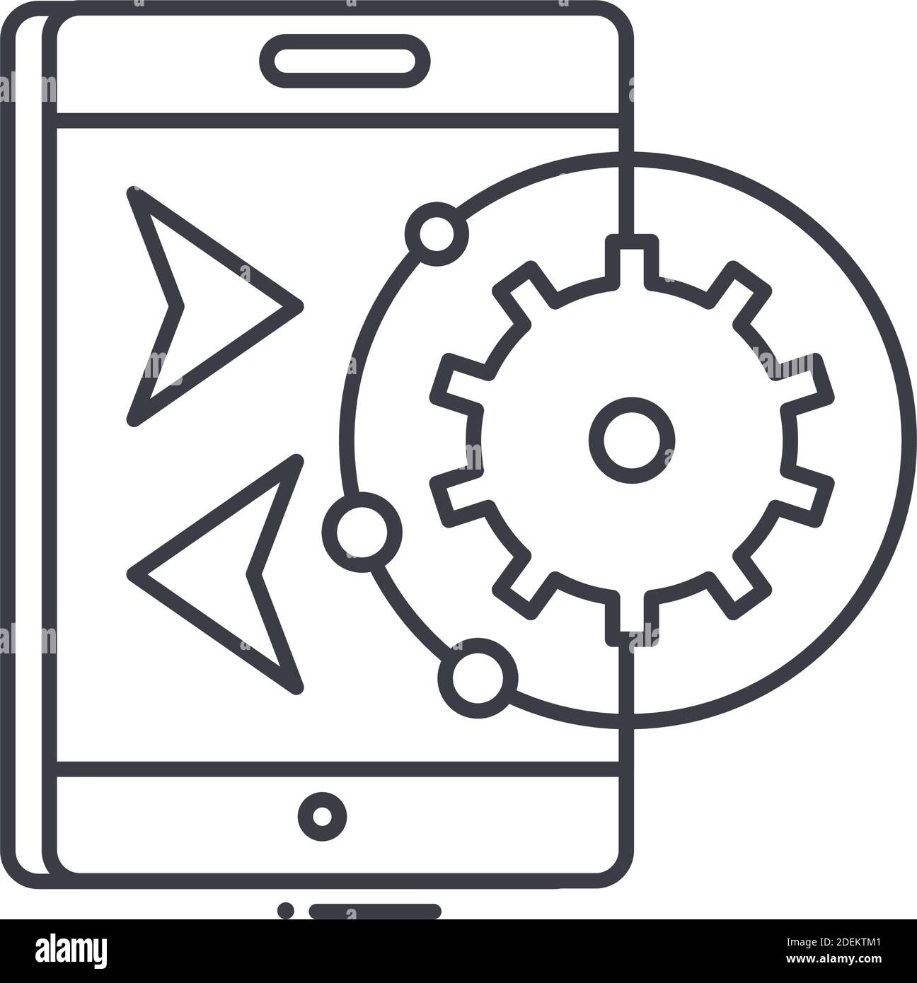 Mobile data system icon, linear isolated illustration, thin line vector ...