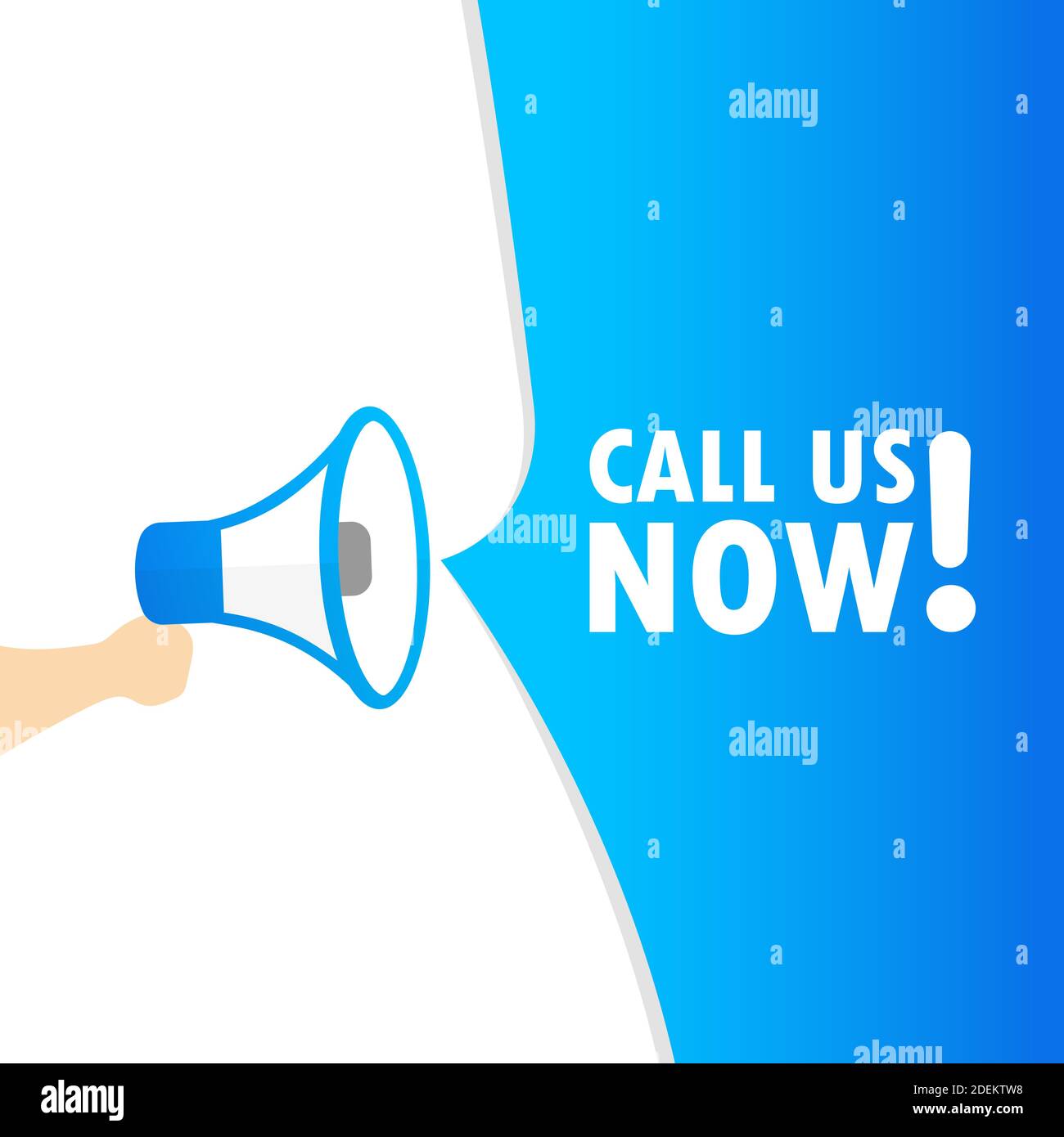 Hand holding megaphone with call us now message. Loudspeaker. Banner ...