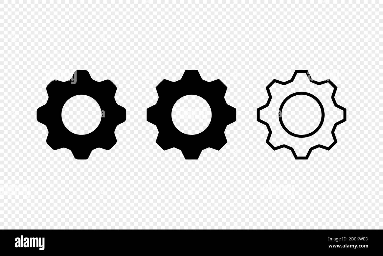 Gear icon set. Setting icon. Vector on isolated transparent background ...