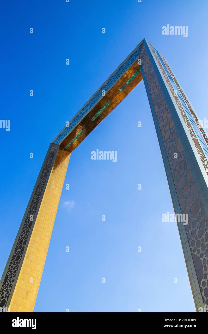 Popular sightseeing and attraction building known as Dubai Frame. UAE ...