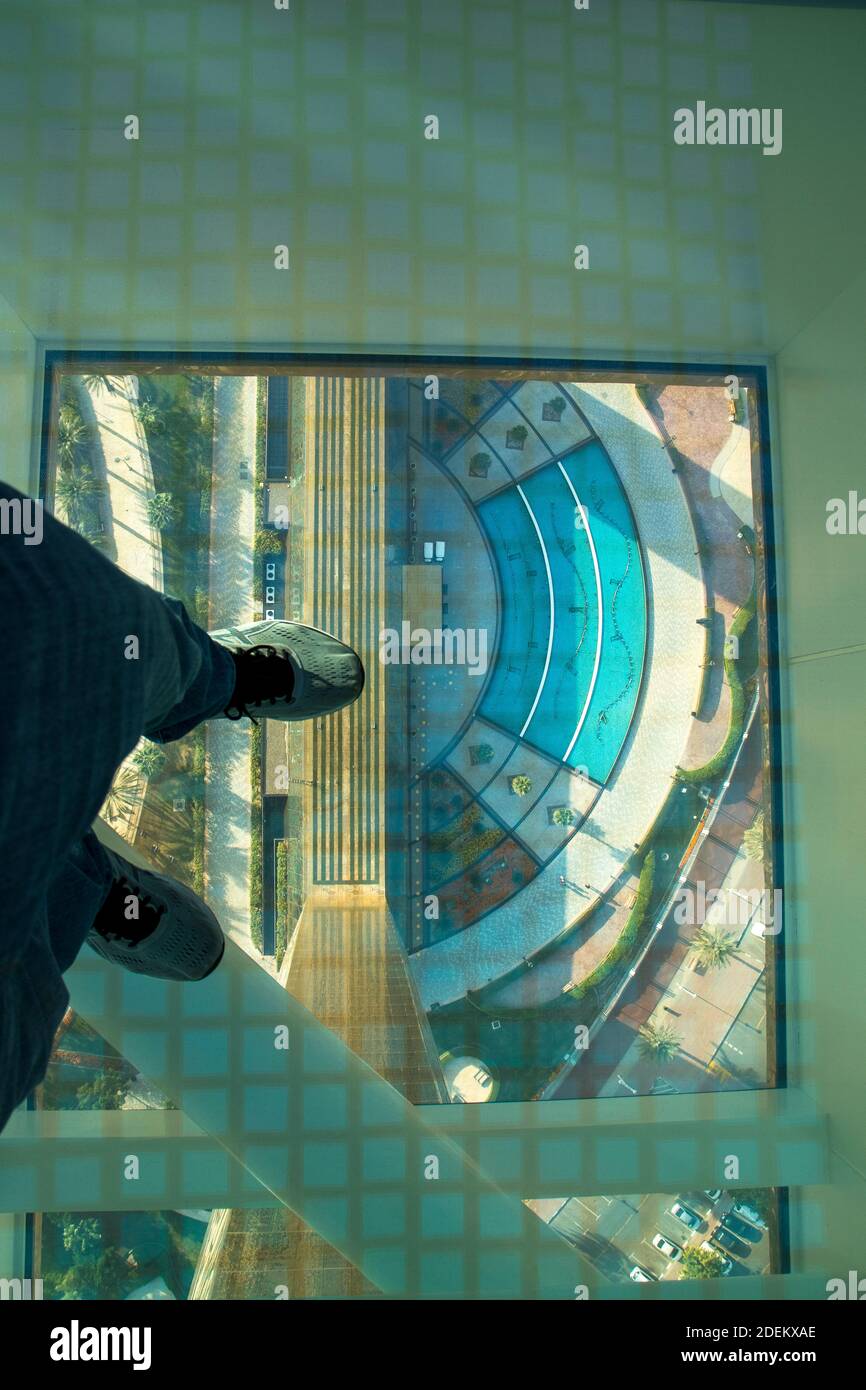 Glass Floor Inside Of A Popular Sightseeing And Attraction Building Known As Dubai Frame Uae