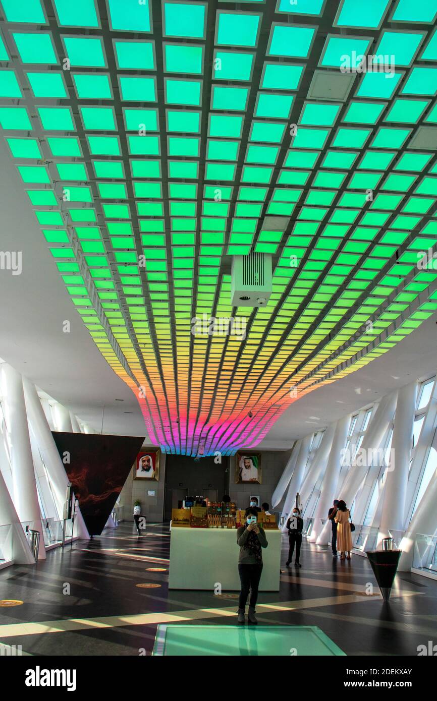 Inside of a popular sightseeing and attraction building known as Dubai ...