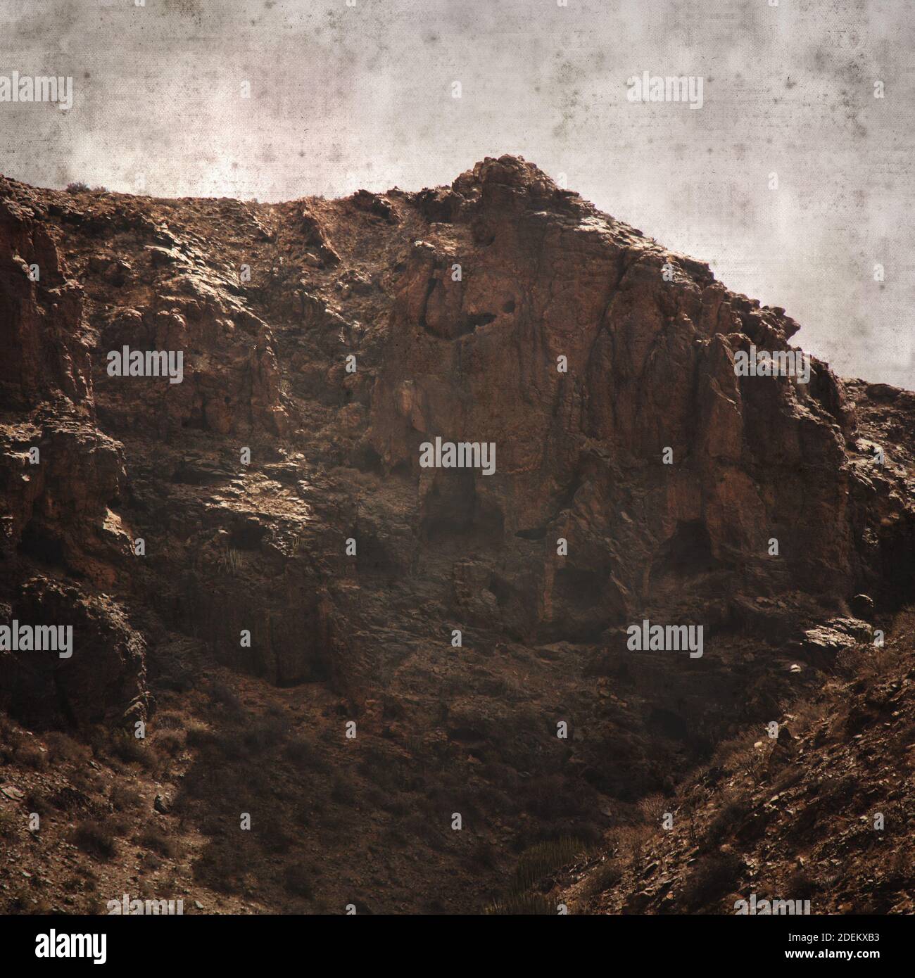 stylish textured old paper background with landscape of Gran Canaria ...