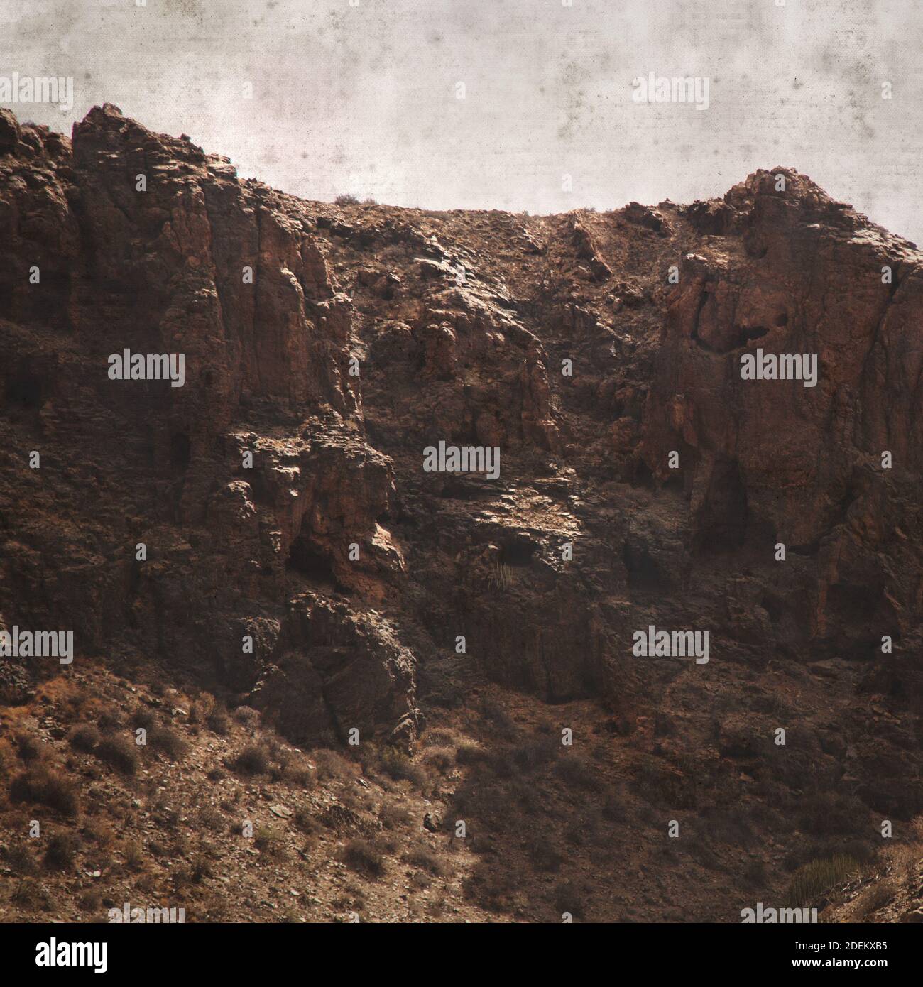 stylish textured old paper background with landscape of Gran Canaria ...