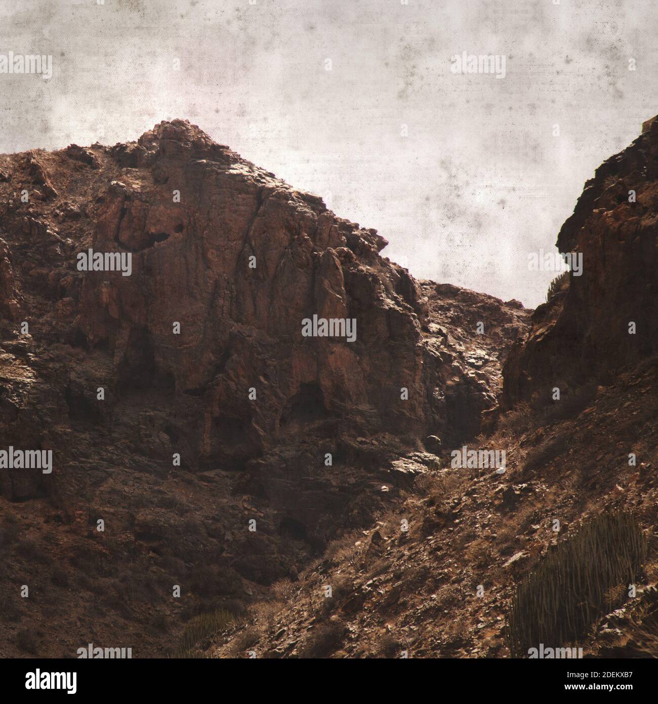 stylish textured old paper background with landscape of Gran Canaria ...
