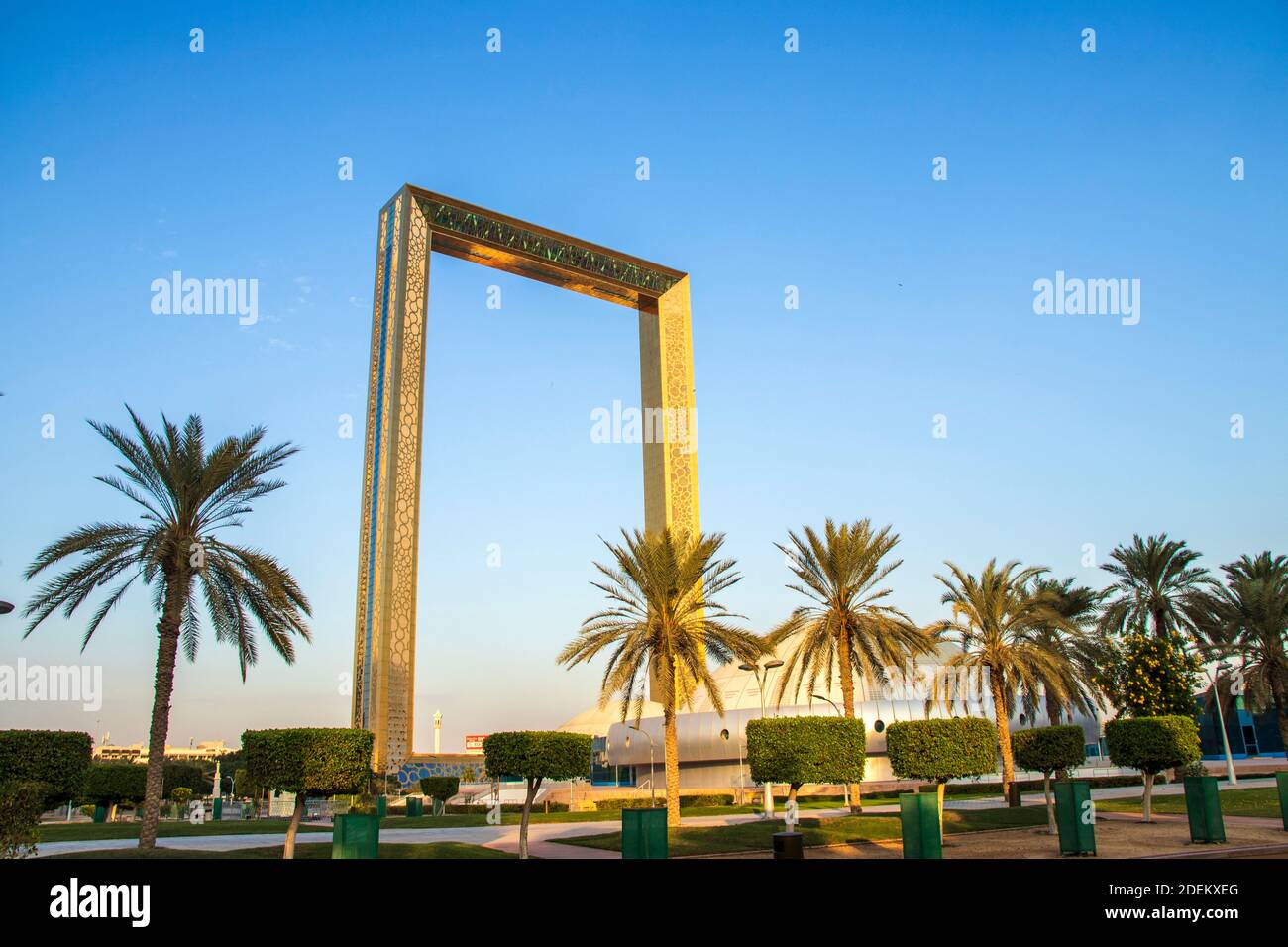 Popular sightseeing and attraction building known as Dubai Frame. UAE ...