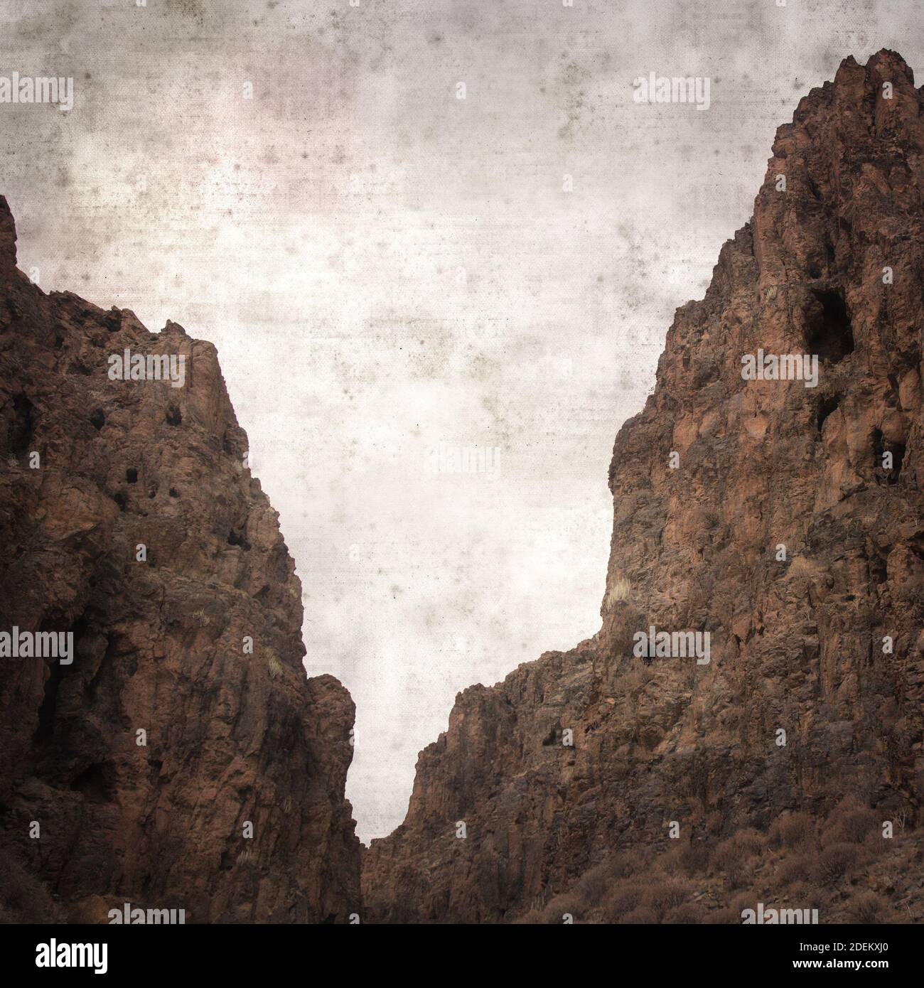stylish textured old paper background with landscape of Gran Canaria ...