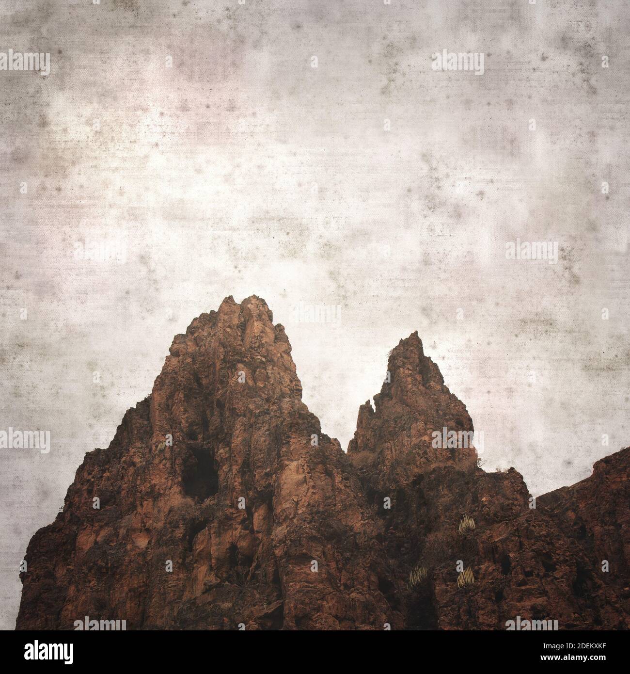 stylish textured old paper background with landscape of Gran Canaria ...