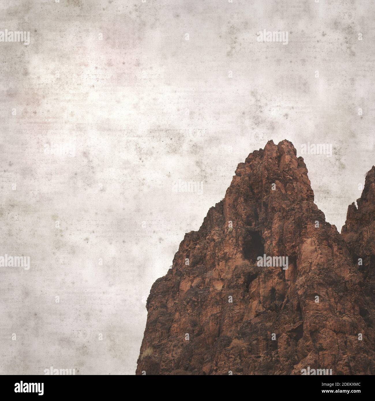 stylish textured old paper background with landscape of Gran Canaria ...