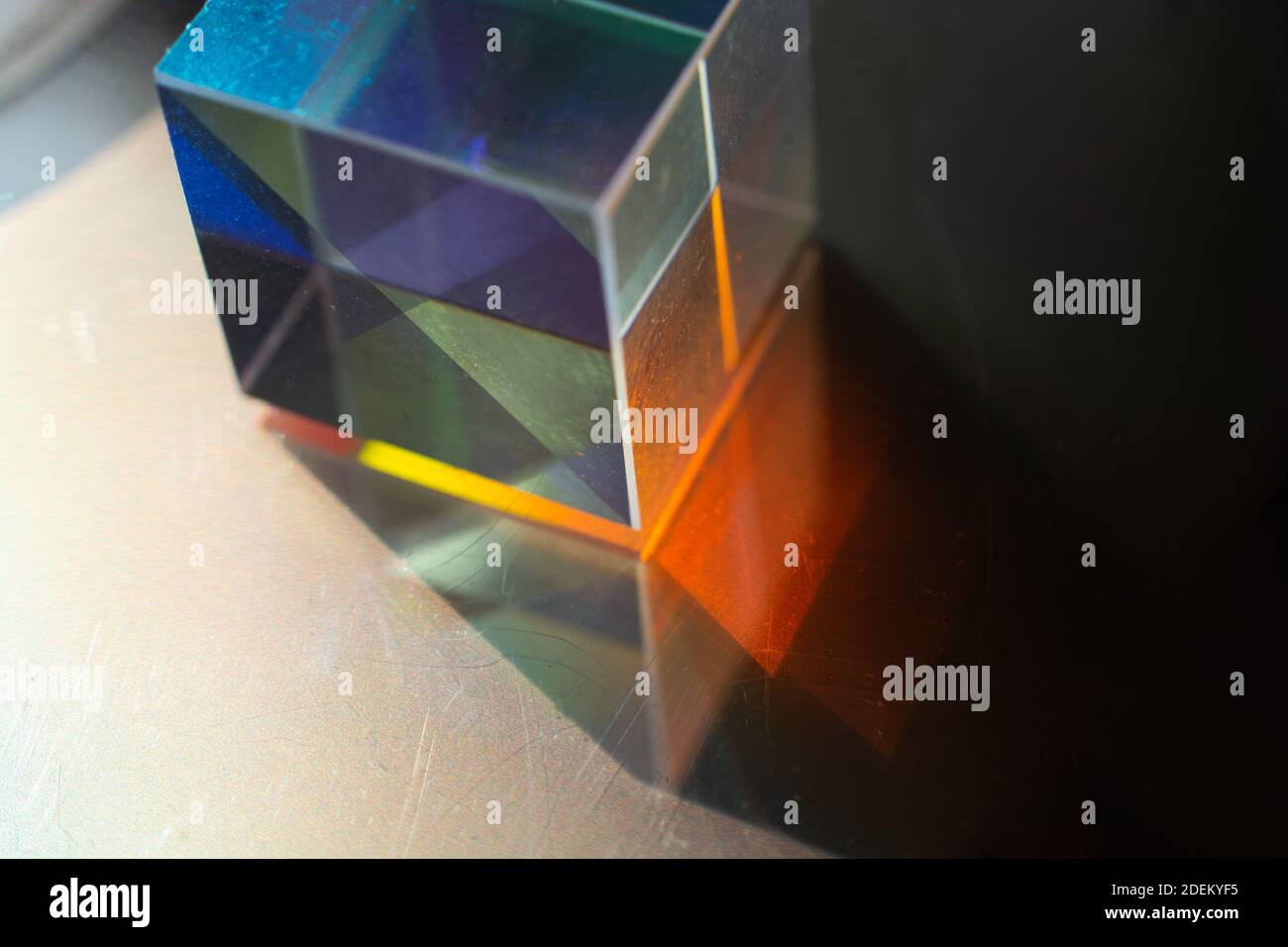 Optical glass cube Light dispersion,spectrum. Physics optics Stock ...