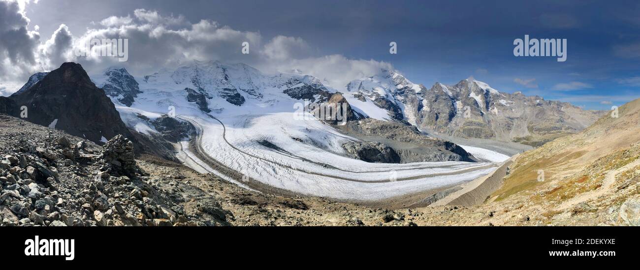 Diavolezza mountain cable car station panorama of the surrounding ...