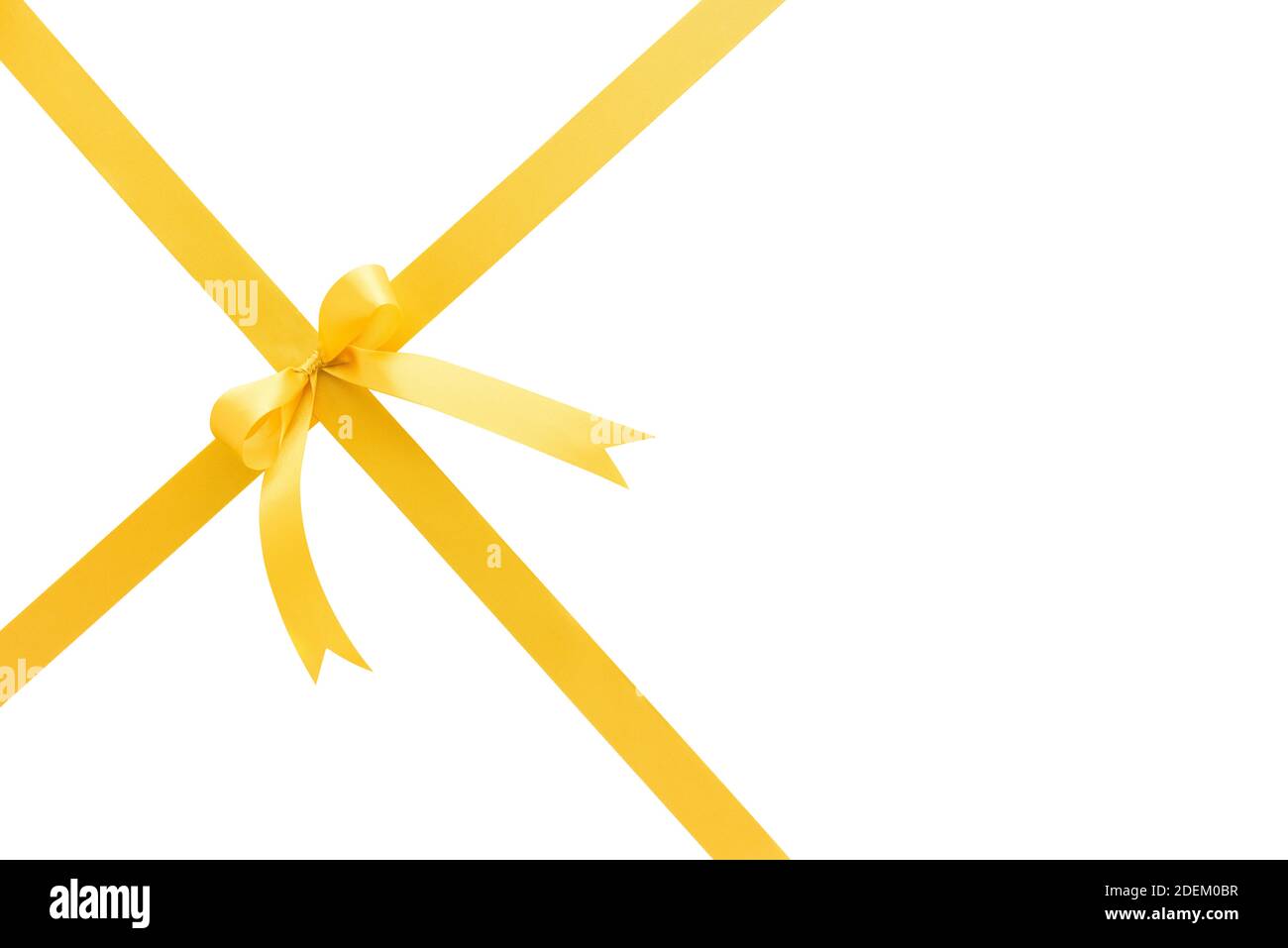 Beautiful shiny festive satin gold yellow ribbon with bow isolated on ...