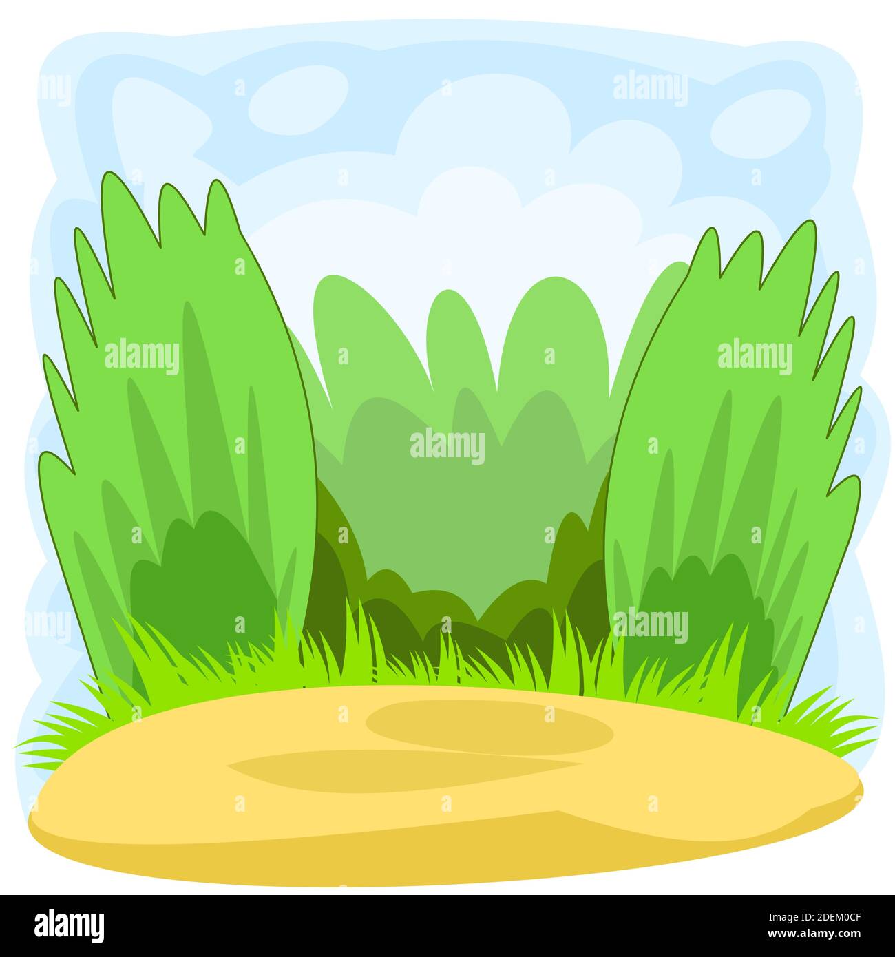 Landscape background. Cartoon flat style. In the form of soft rounded ...