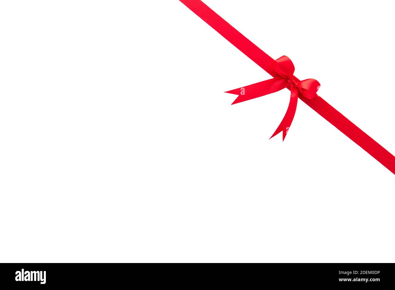 Beautiful shiny festive satin red ribbon with bow isolated on white ...